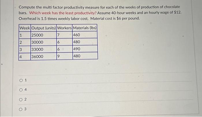 Solved Compute the multi factor productivity measure for | Chegg.com