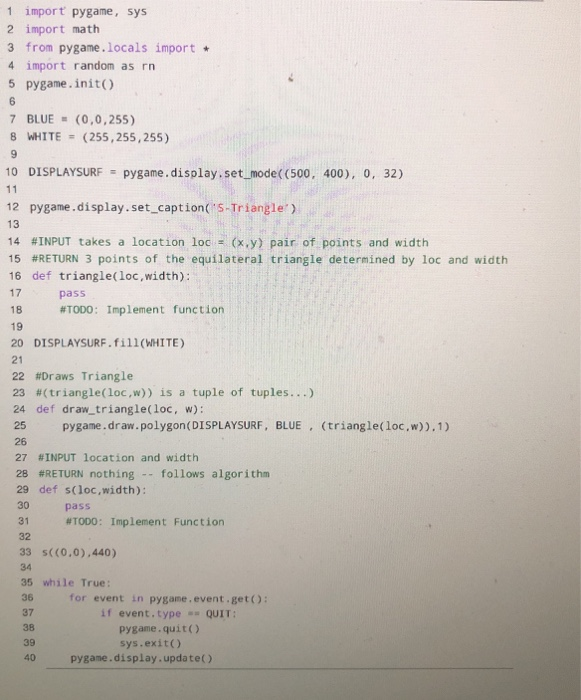 Solved 1 Import Pygame Sys 2 Import Math 3 From