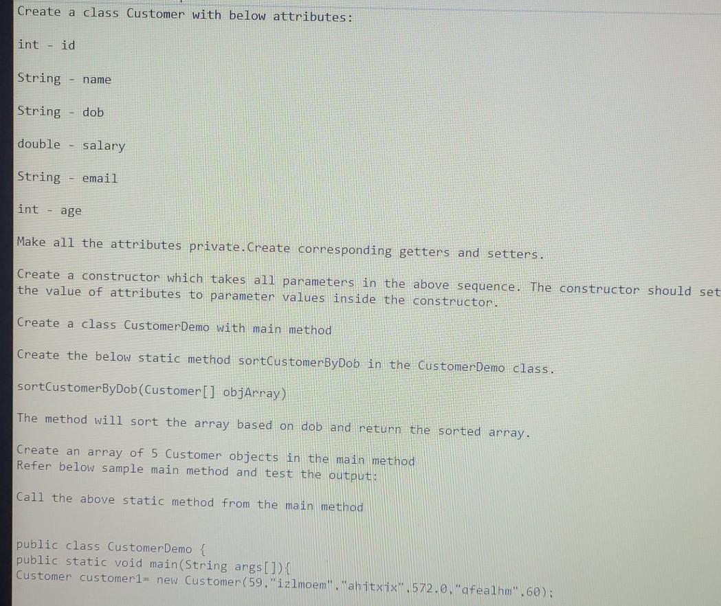 Solved Create A Class Customer With Below Attributes Int 5568