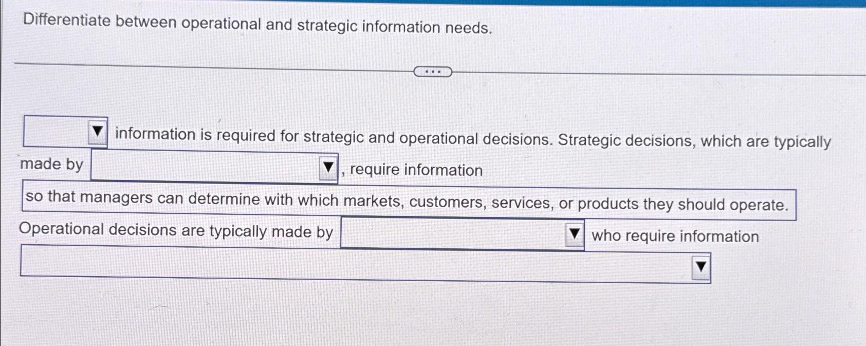 Solved Differentiate between operational and strategic | Chegg.com