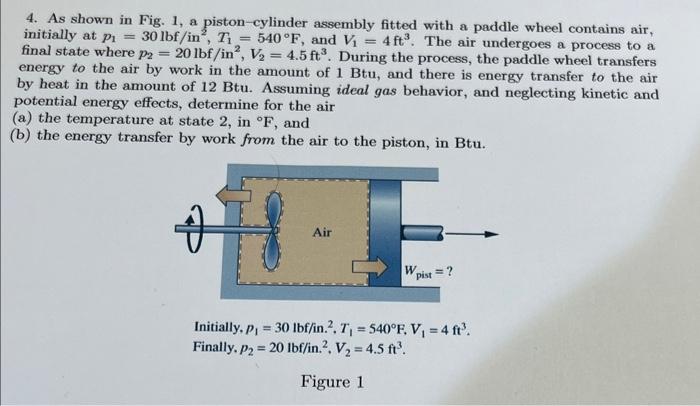 Solved 4. As shown in Fig. 1, a piston-cylinder assembly | Chegg.com