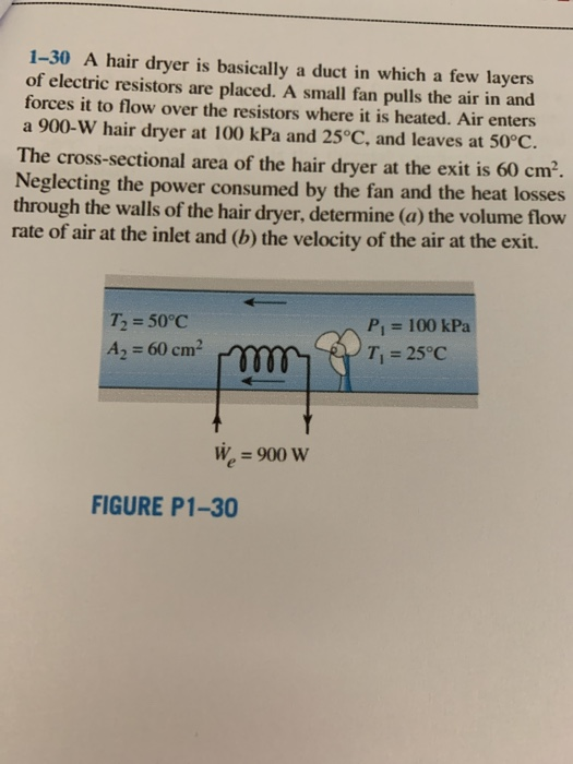 Solved 1-30 A hair dryer is basically a duct in which a few | Chegg.com