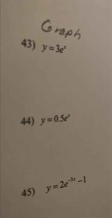 Solved y=3ex y=0.5ex y=2e−3x−1 | Chegg.com