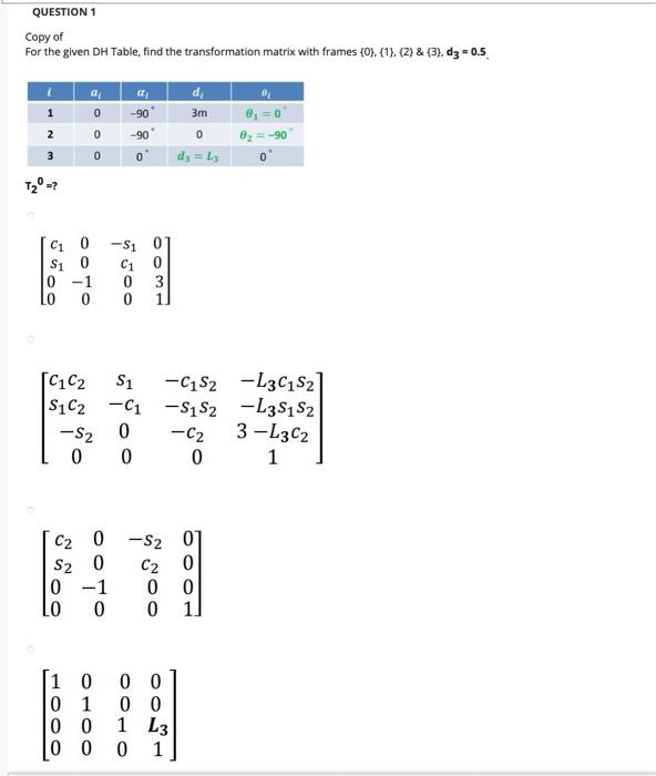 Solved Copy of For the given DH Table, find the | Chegg.com