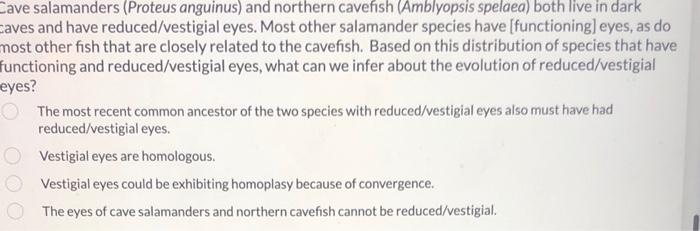 Solved ave salamanders (Proteus anguinus) and northern | Chegg.com