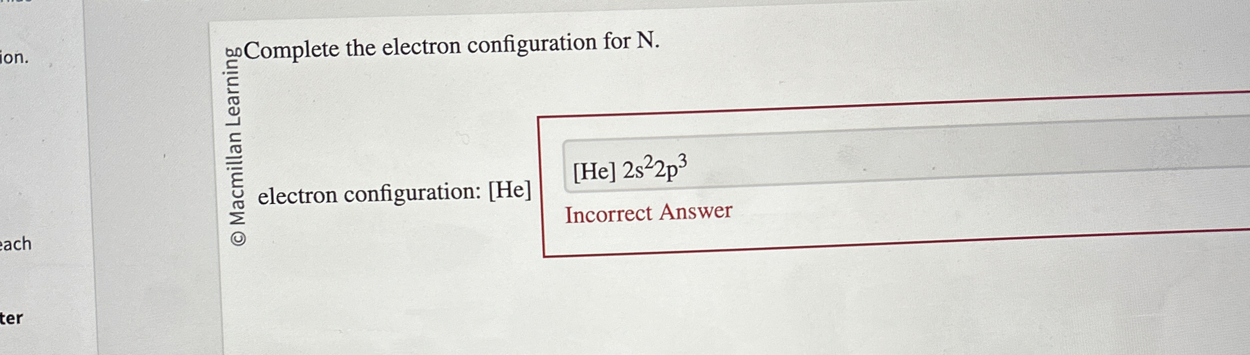 Solved ?00 ﻿Complete the electron configuration for N | Chegg.com