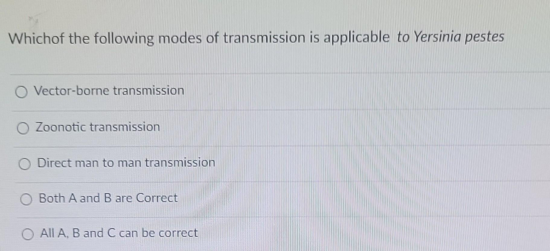 Solved Whichof the following modes of transmission is | Chegg.com