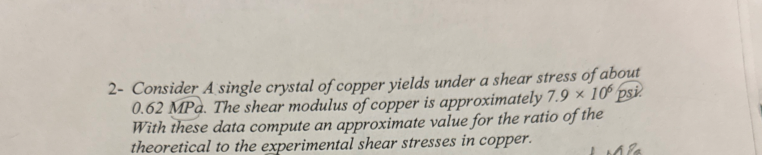 Solved 2- ﻿Consider A single crystal of copper yields under | Chegg.com