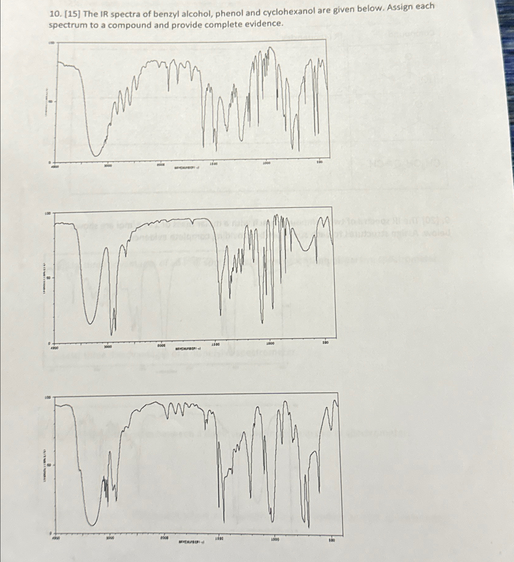Solved [15] ﻿The IR spectra of benzyl alcohol, phenol and | Chegg.com