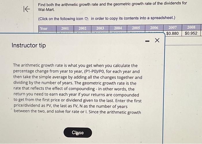 Solved Find both the arithmetic growth rate and the | Chegg.com