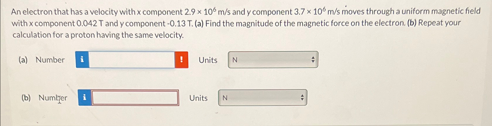 Solved An electron that has a velocity with x ﻿component | Chegg.com
