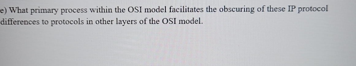 Solved e) ﻿What primary process within the OSI model | Chegg.com