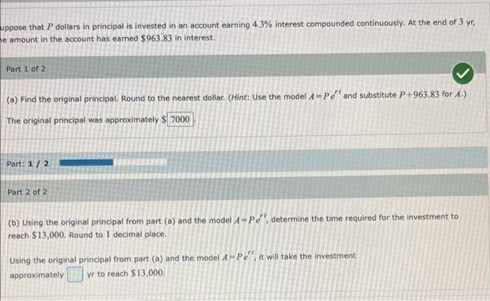 Solved (b) Using the original principal from part (a) and | Chegg.com