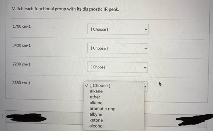 Solved Match each functional group with its diagnostic IR | Chegg.com