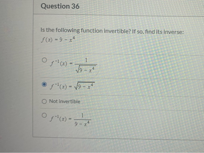 Solved Question 36 Is the following function invertible? If | Chegg.com