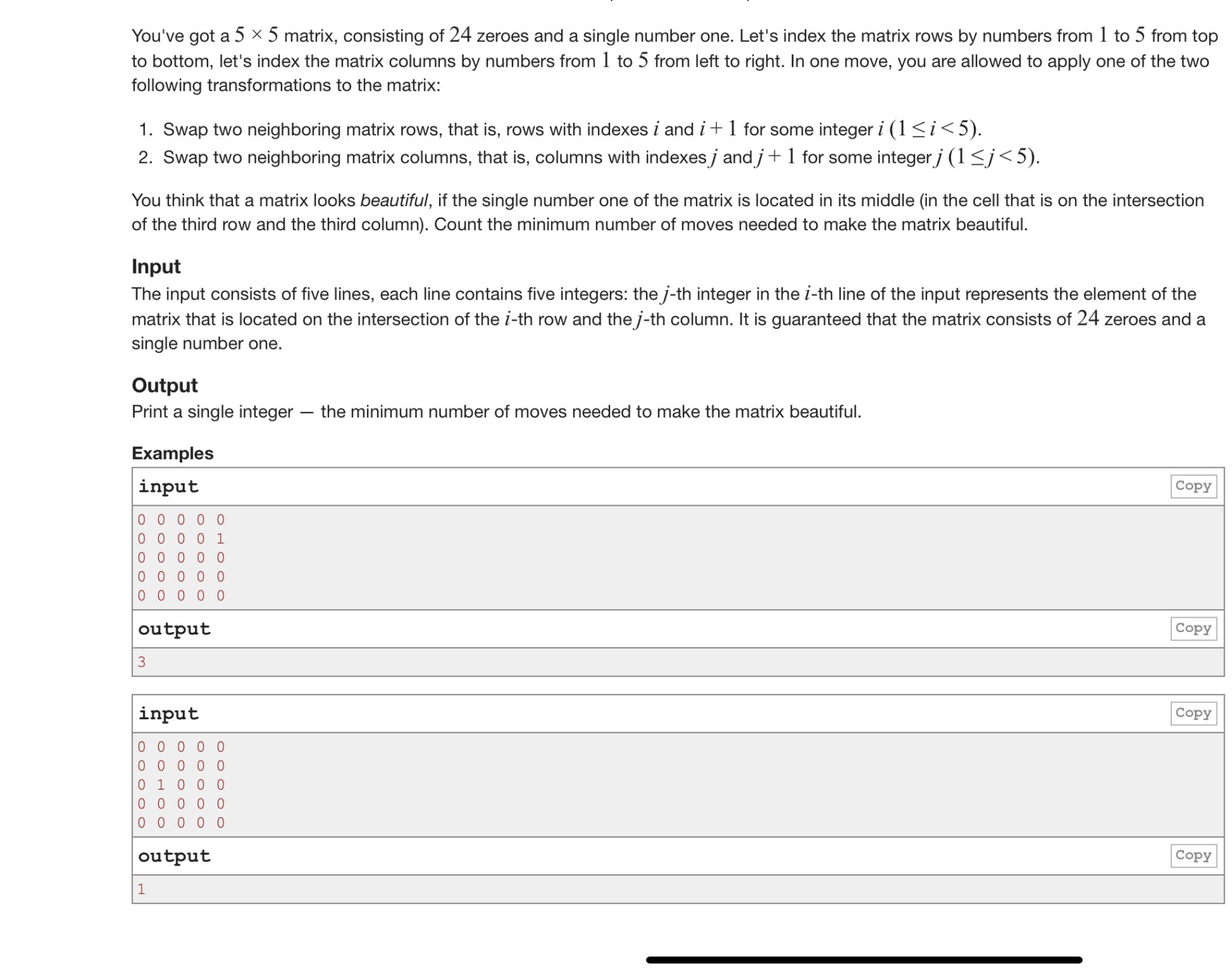 Solved You've got a 5×5 ﻿matrix, consisting of 24 ﻿zeroes | Chegg.com