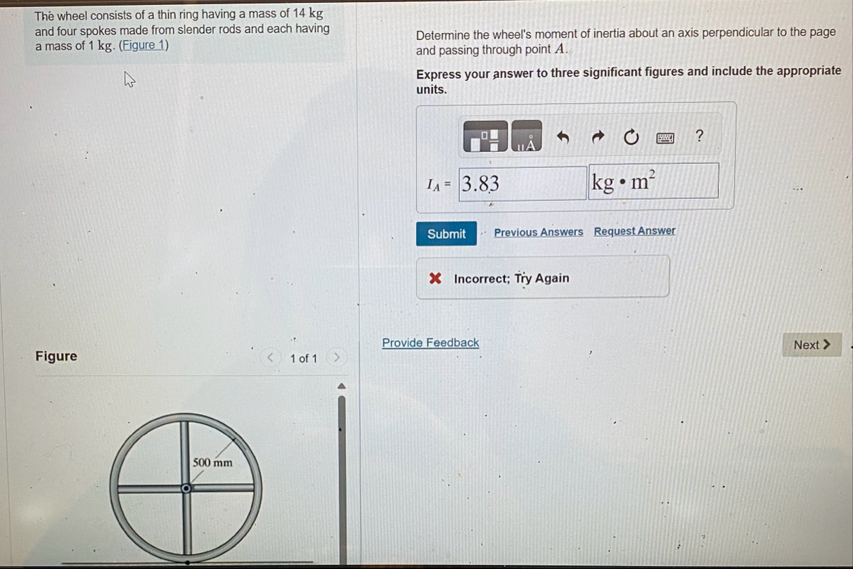 Solved The wheel consists of a thin ring having a mass of 14 | Chegg.com
