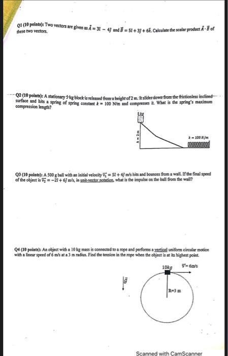 Solved Q1 (10 points)a Two vectors are given as A=3i−4J and | Chegg.com
