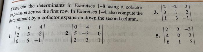 Solved Compute the determinants in Exercises 1−8 using a | Chegg.com
