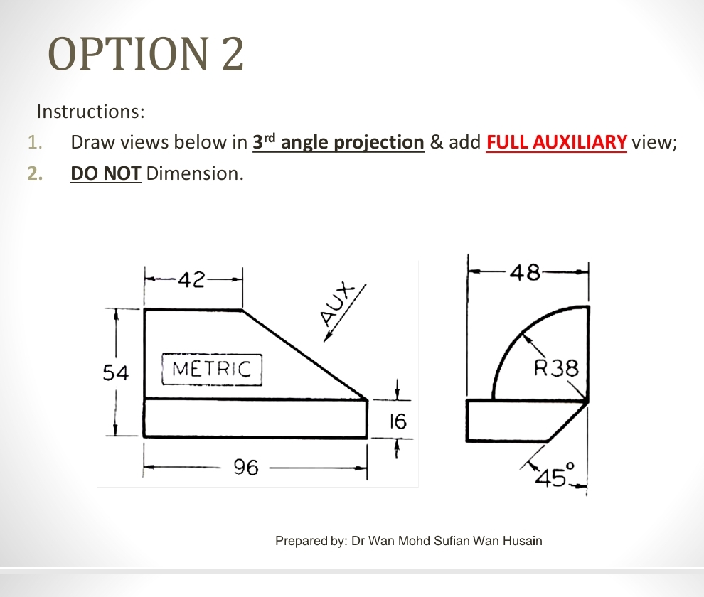 Solved OPTION 2Instructions:Draw views below in 3??(rd ) | Chegg.com