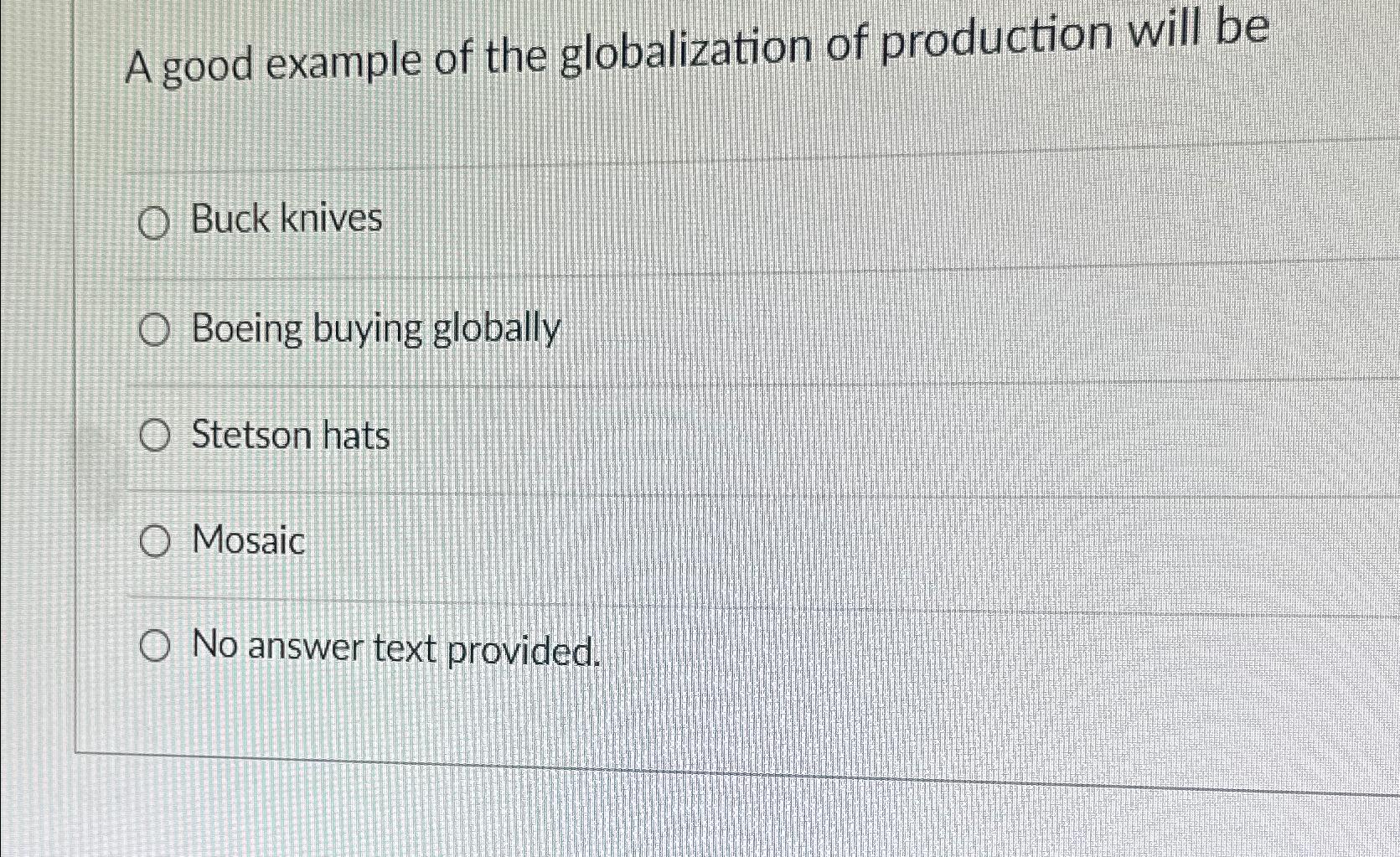 Solved A good example of the globalization of production | Chegg.com