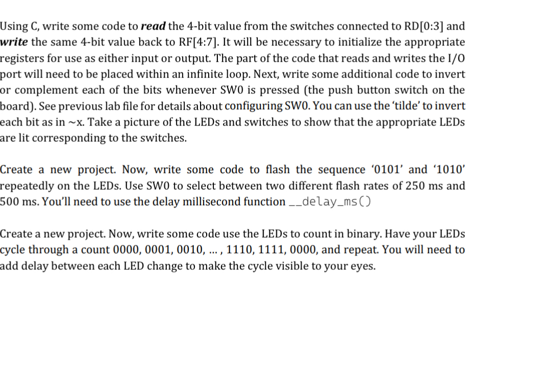 Solved Using C ﻿write Some Code To Read The 4 Bit Value 3429