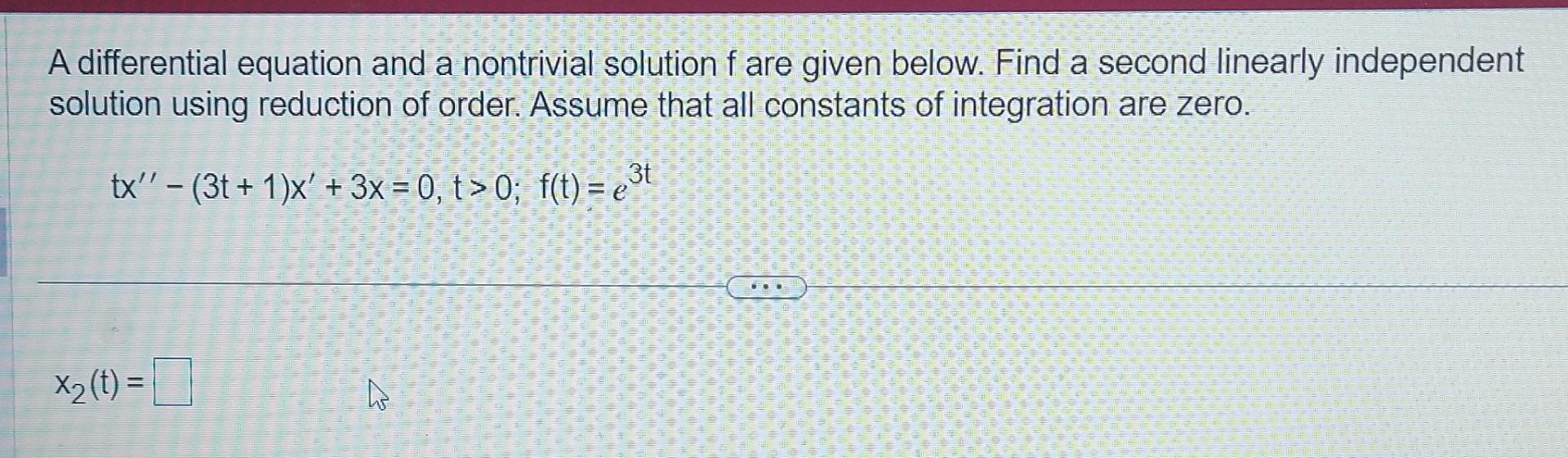 Solved A differential equation and a nontrivial solution f | Chegg.com