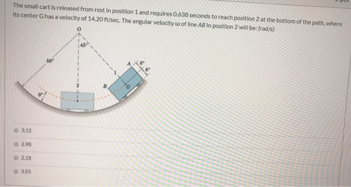 Solved The small cart is released from rest in position 1 | Chegg.com