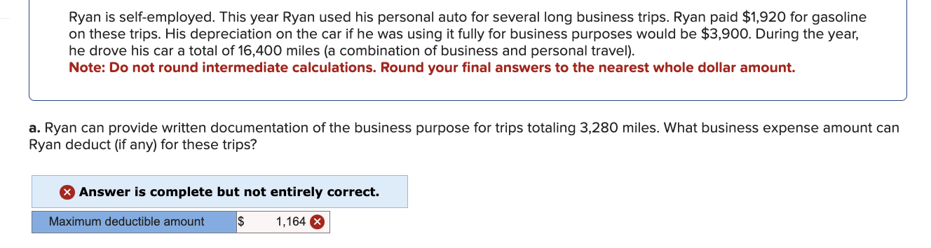 Solved Ryan is self-employed. This year Ryan used his | Chegg.com