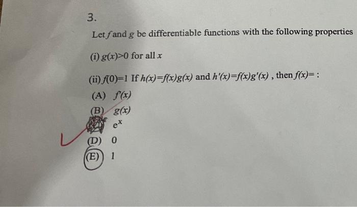 Solved 3. Let f and g be differentiable functions with the | Chegg.com