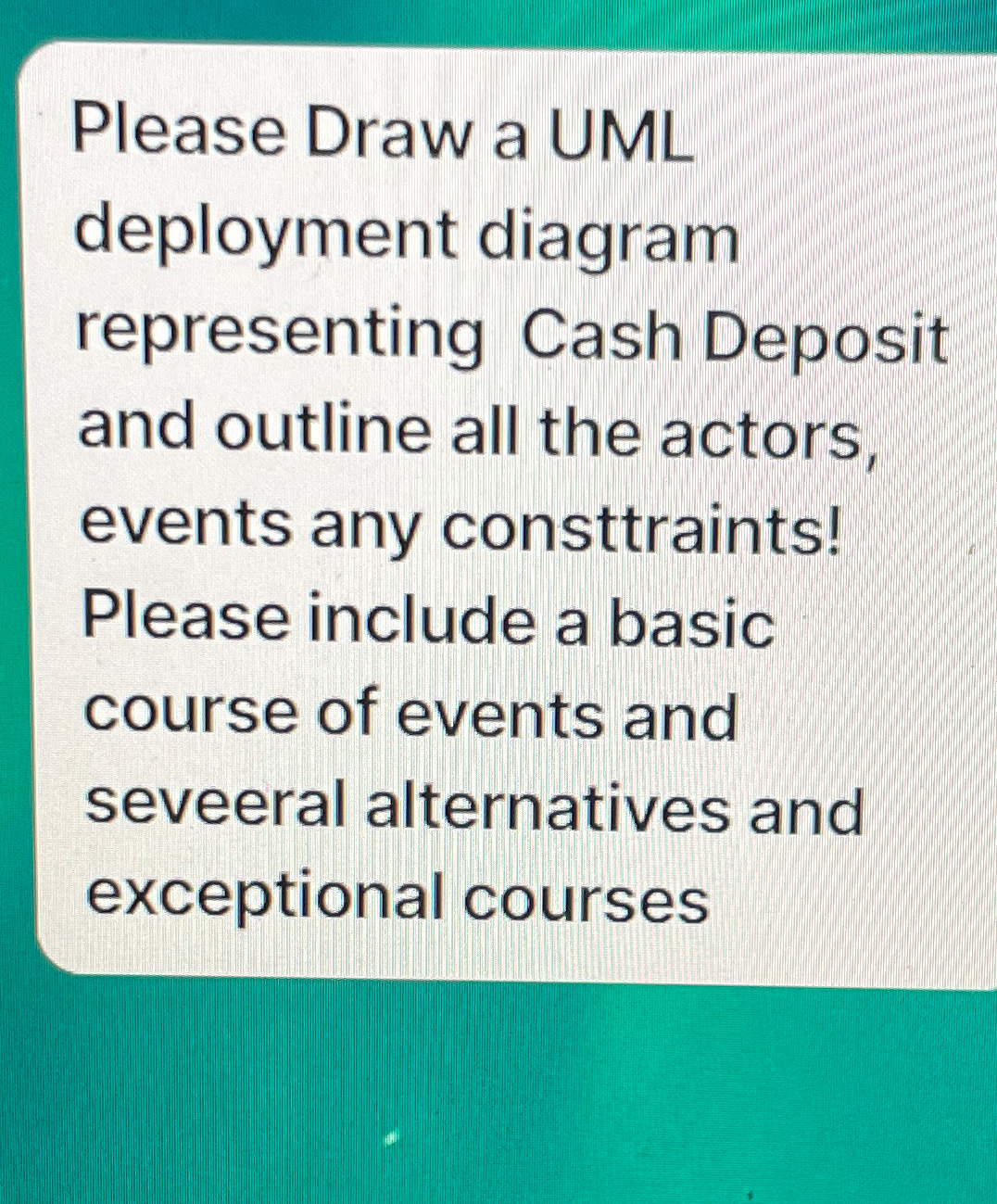 Solved Please Draw a UML deployment diagram representing | Chegg.com