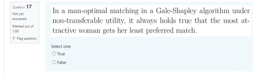 Solved In a man-optimal matching in a Gale-Shapley algorithm | Chegg.com