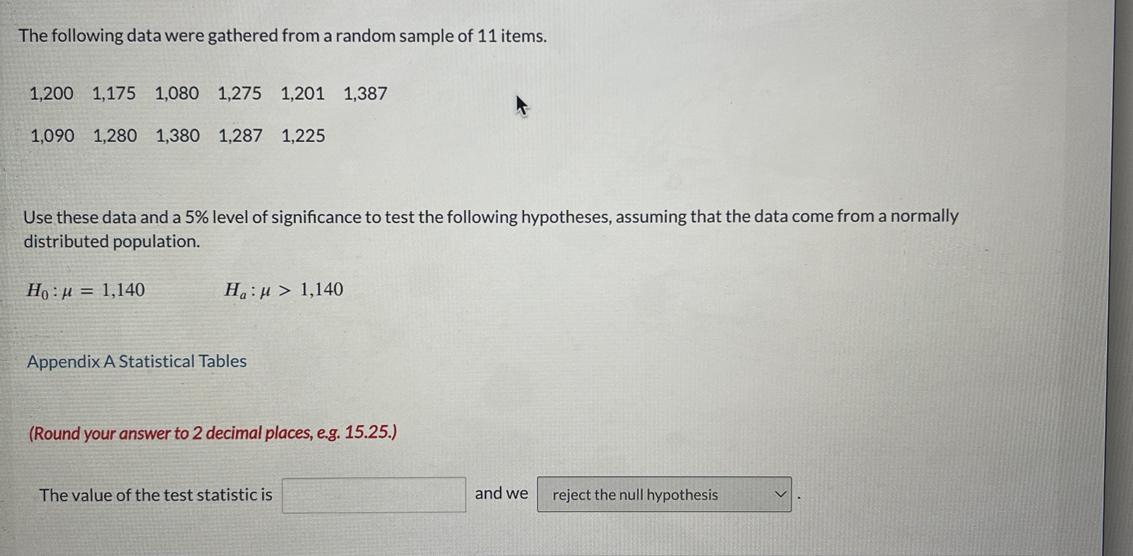 Solved The following data were gathered from a random sample | Chegg.com