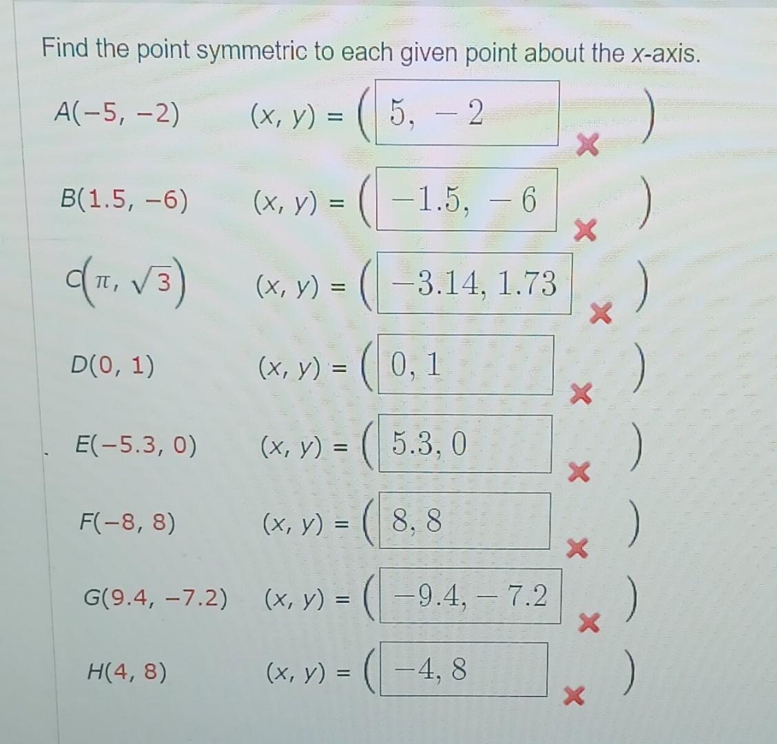 Solved Find the point symmetric to each given point about | Chegg.com