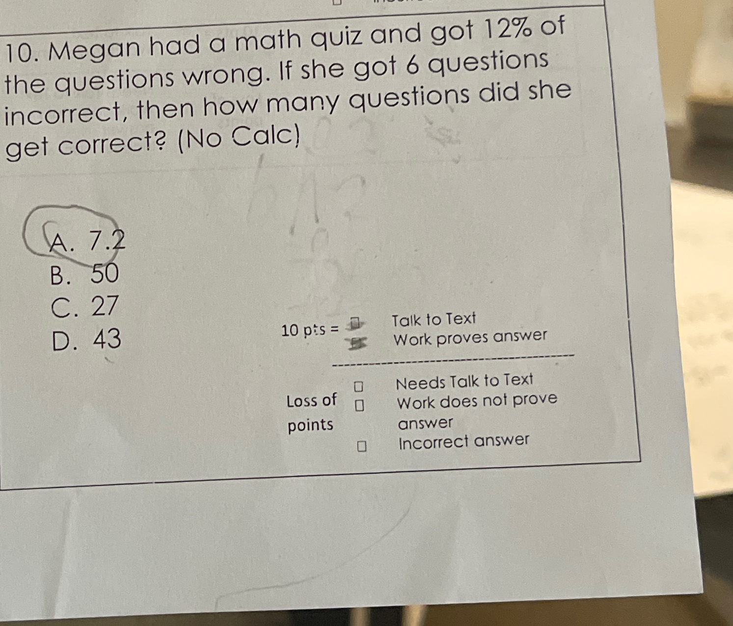 Solved Megan had a math quiz and got 12% ﻿of the questions | Chegg.com