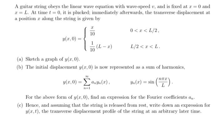 A guitar string obeys the linear wave equation with | Chegg.com