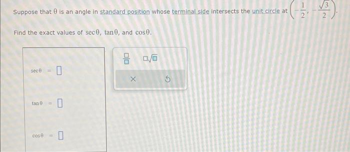 Solved Suppose that θ is an angle in standard position whose | Chegg.com