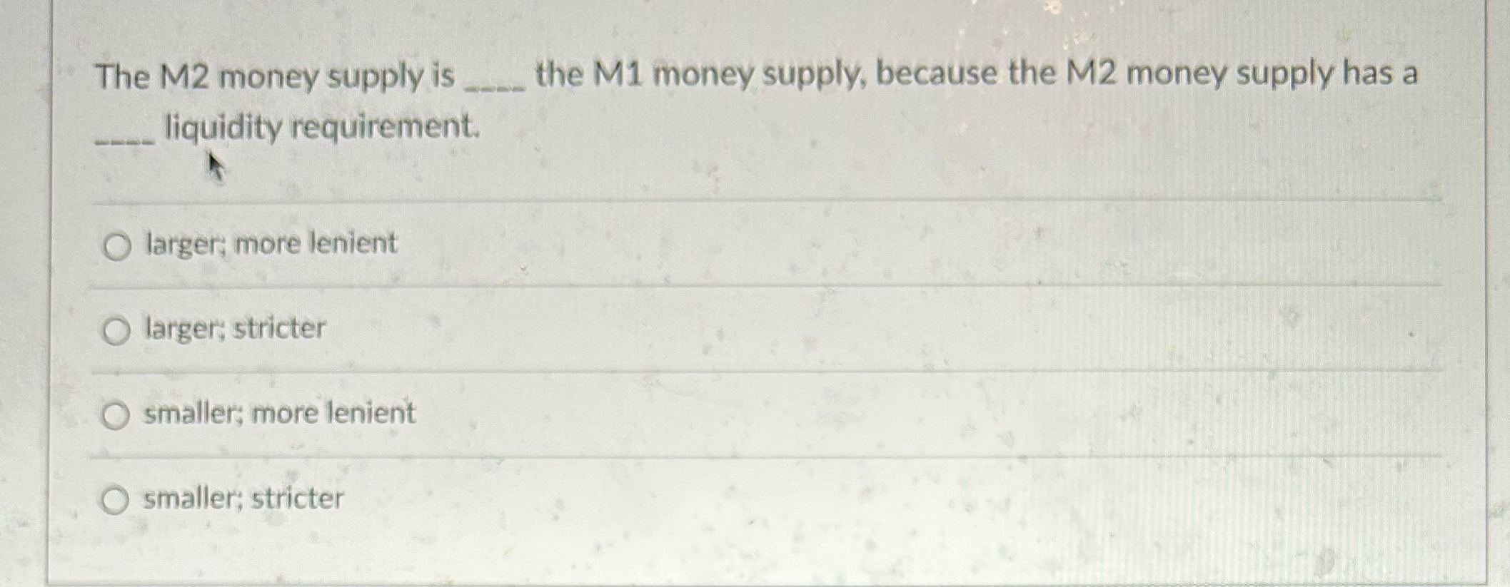 Solved The M2 ﻿money supply is q, ﻿the M1 ﻿money supply, | Chegg.com