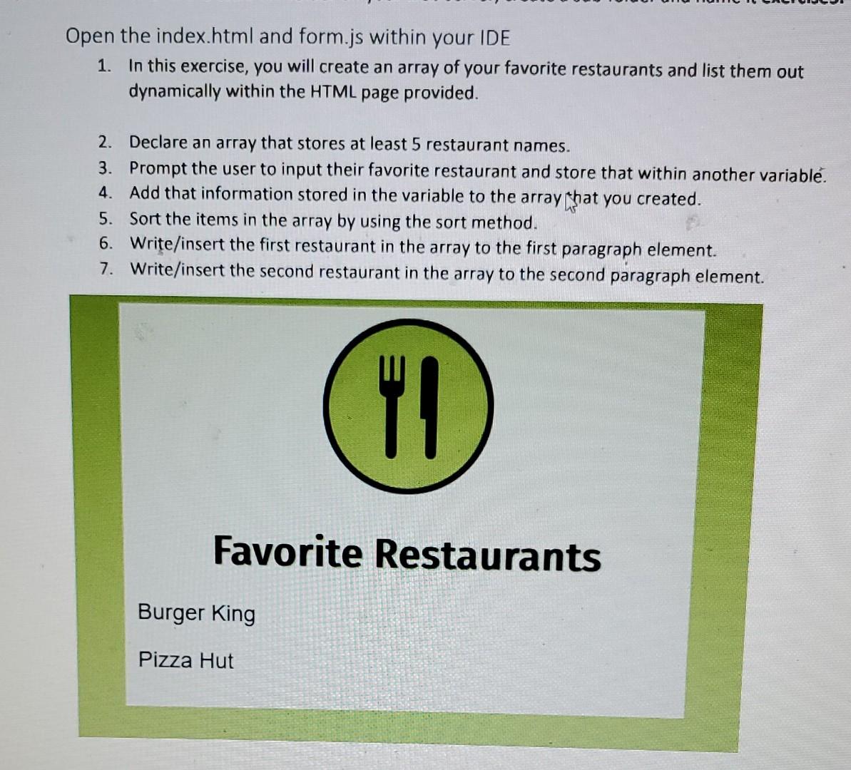 Solved Open the index.html and form.js within your IDE 1. In | Chegg.com