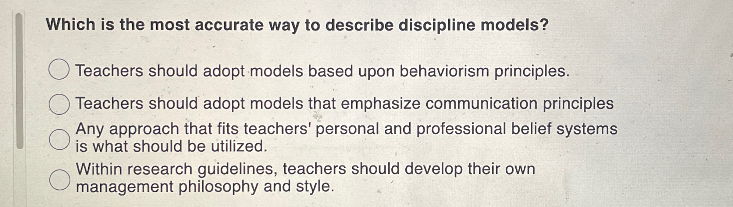 Solved Which is the most accurate way to describe discipline | Chegg.com