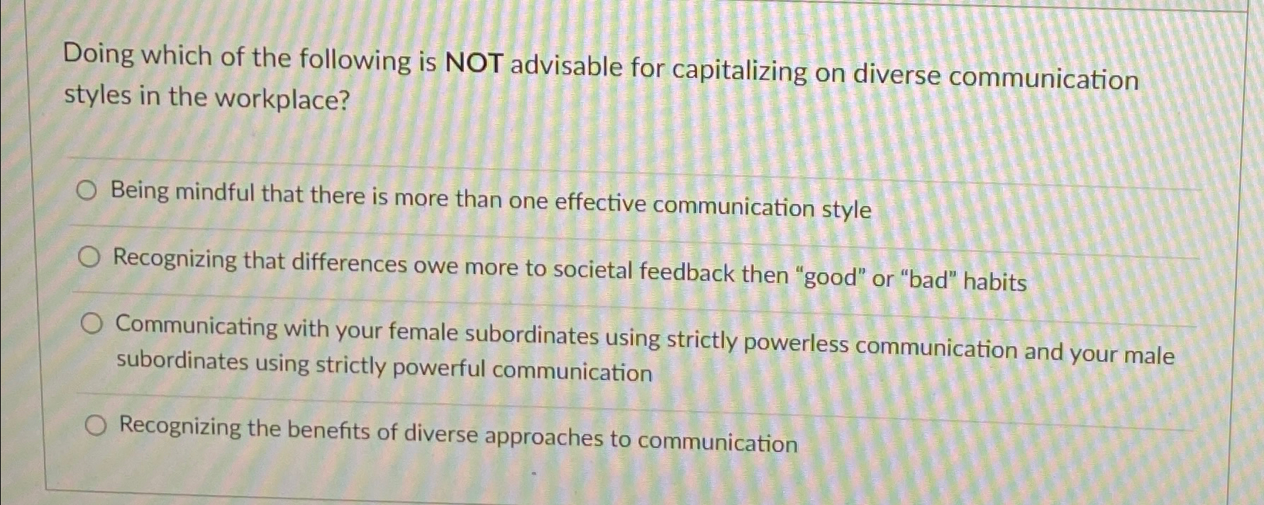 Solved Doing which of the following is NOT advisable for | Chegg.com