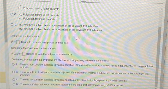 The table below includes results from polygraph (lie | Chegg.com