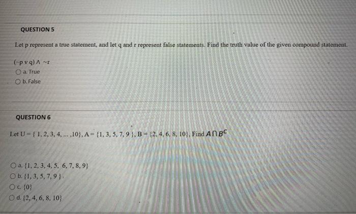 Solved QUESTIONS Let p represent a true statement, and let q | Chegg.com
