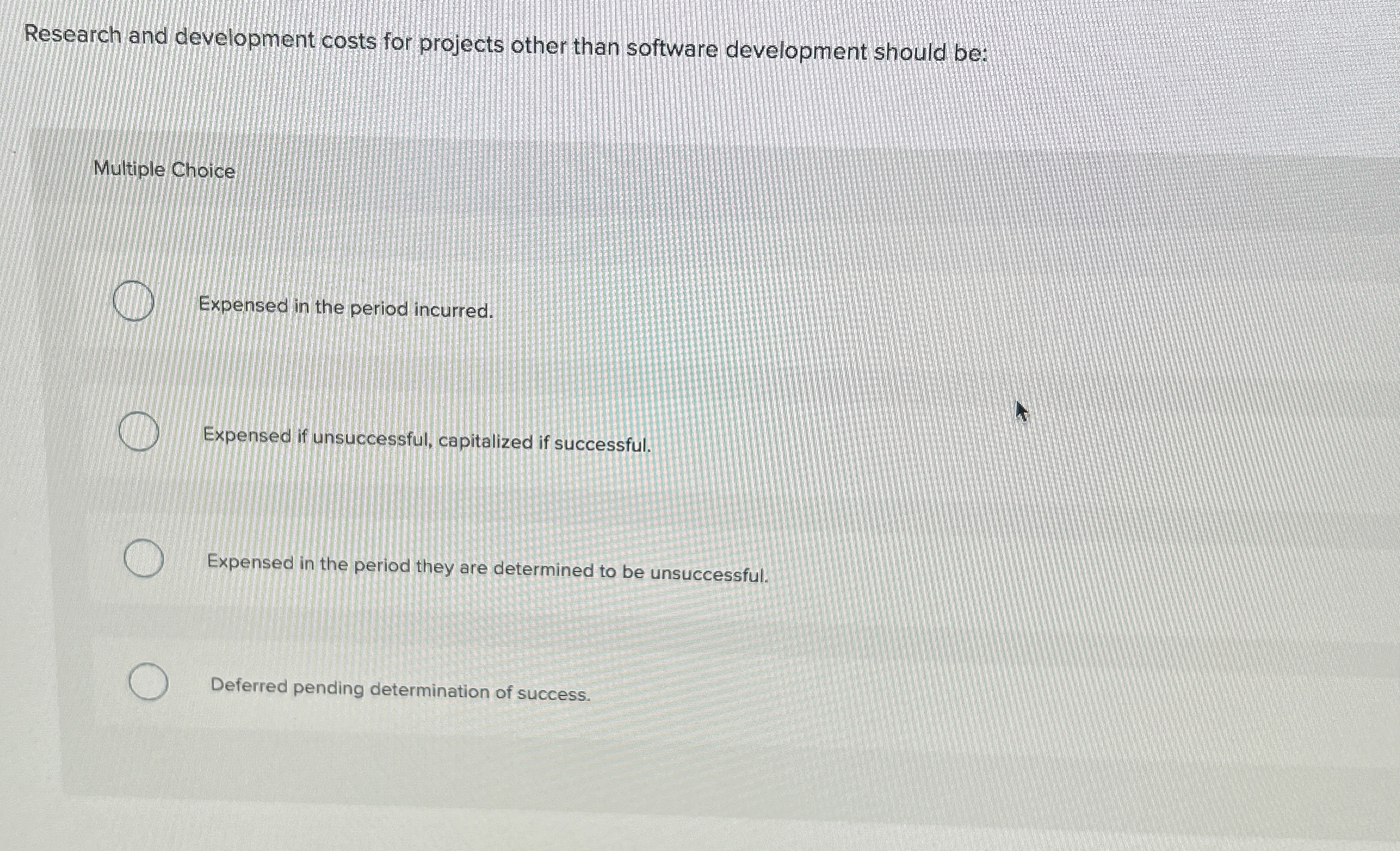 Solved Research and development costs for projects other | Chegg.com
