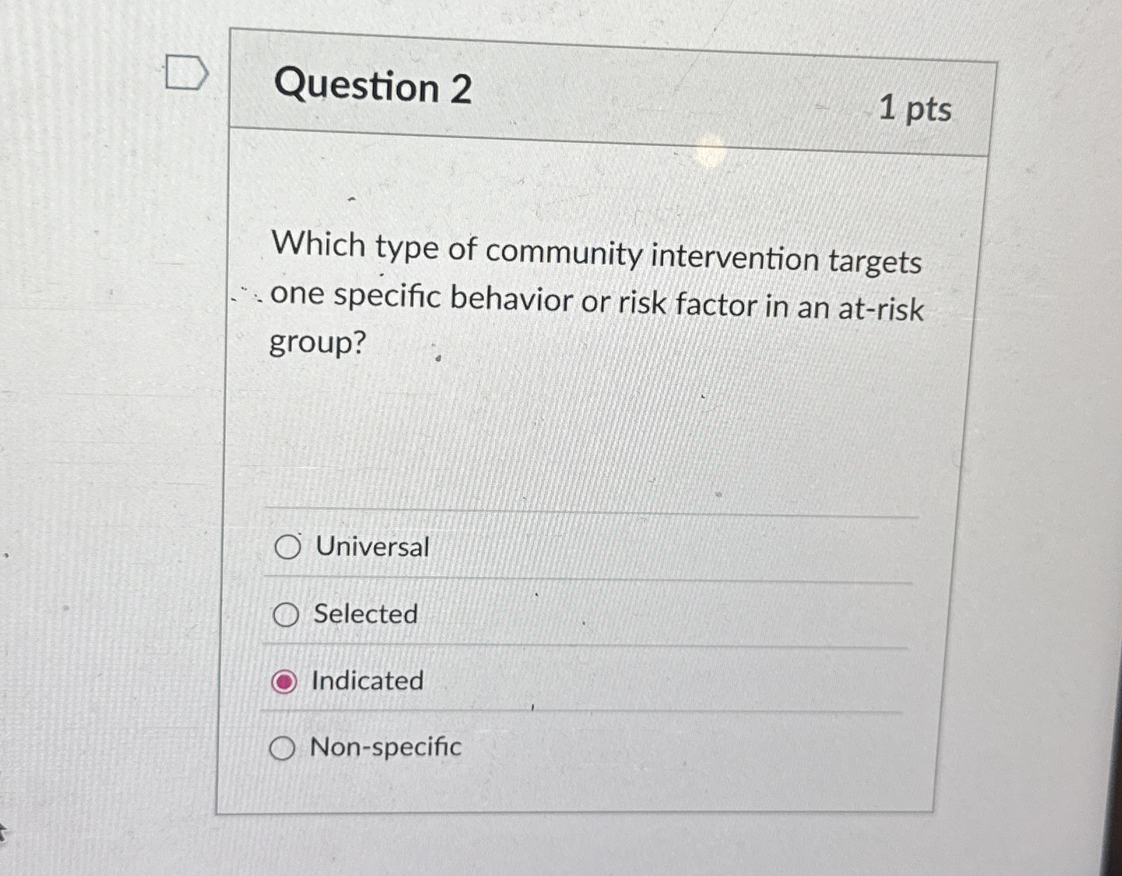 High Quality SOLUTION Question 21 ﻿ptsWhich type of community intervention | Chegg.com