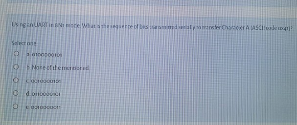 Solved Using an UART in 8N1 mode What is the sequence of | Chegg.com