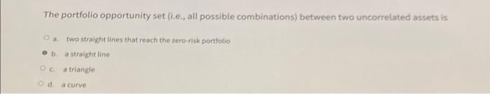 Solved The portfolio opportunity set (i.e., all possible | Chegg.com