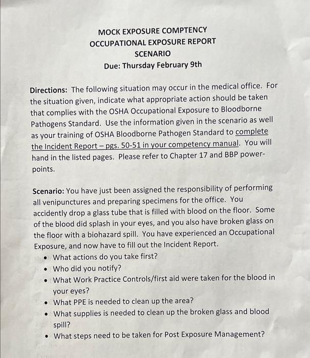 Solved MOCK EXPOSURE COMPTENCY OCCUPATIONAL EXPOSURE REPORT | Chegg.com