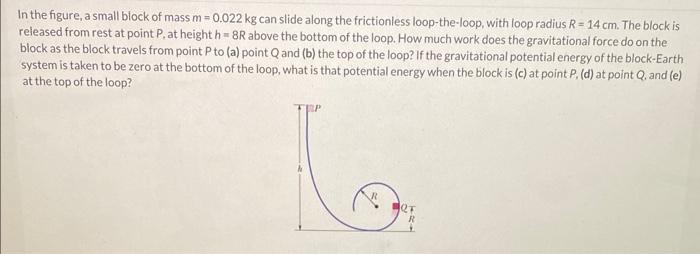 Solved In the figure, a small block of mass m=0.022 kg can | Chegg.com
