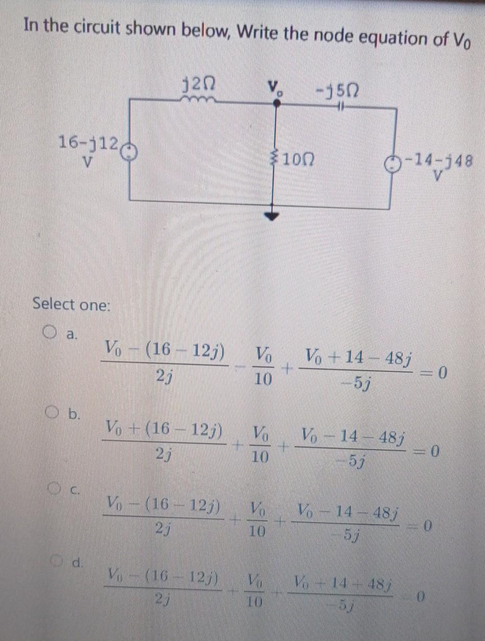 Solved In the circuit shown below, Write the node equation | Chegg.com